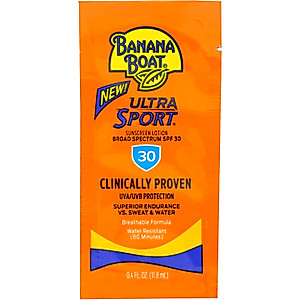 Banana Boat Sport Sunscreen, SPF 30 Protection Lotion, Travel Packets, 0.4 Fl Oz (Pack of 12)