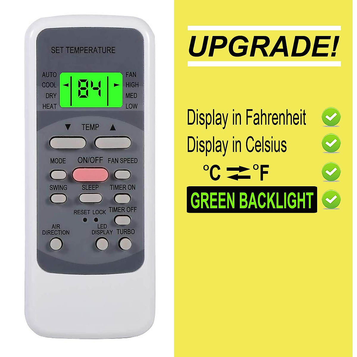 YAOHUIMI Replacement Remote Control for UL-R51M/E WB009GMFI16MLD WB012GMFI16MLD AC Air Conditioner