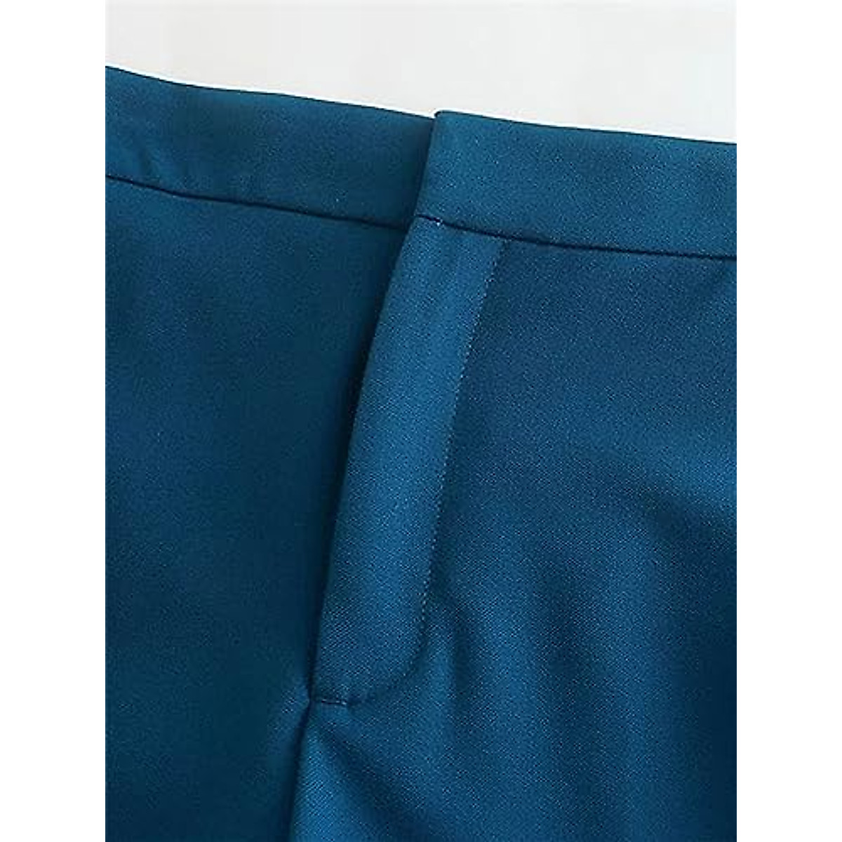 Women Side Pockets Full Length Straight Pants Vintage Mid-Rise Zipper Fly Female Trousers S