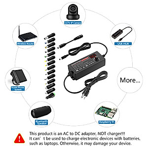 SHNITPWR 60W Universal Power Supply DC 3V 4V 4.5V 5V 6V 7V 7.5V 8V 9V 10V 11V 12V Adjustable Variable Power Adapter 100V-240V AC to DC Converter 1A 2A 2.5A 3A 4A 5A with 14 Tips & Polarity Converter