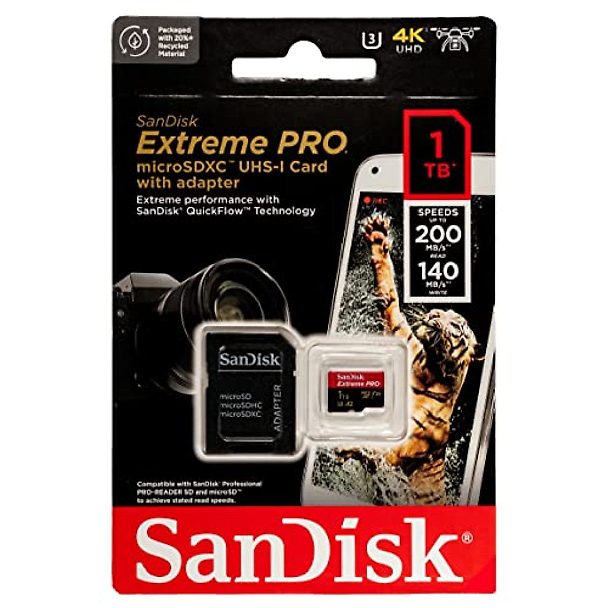 SanDisk Extreme Pro 1TB Micro SD Memory Card Works with Hero 12 Black GoPro Action Camera (SDSQXCD-1T00-GN6MA) Bundle with 1 Everything But Stromboli MicroSDXC & SD Card Reader