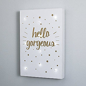 Little Love by NoJo Celestial Lighted Wall Decor, Hello Gorgeous, Gold/White
