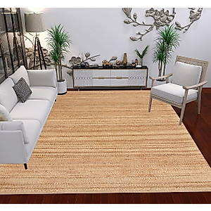 Antep Rugs Natural 5x7 Indoor Hand Woven Fiber Jute Area Rug (Natural, 5' x 7'6")