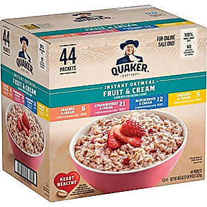 Quaker Instant Oatmeal Fruit & Cream Variety Pack,44 Count (Pack of 1)