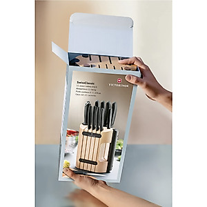 Victorinox Swiss Classic Cutlery, 11 Pieces Block Knife Set, Set of 11, Black, 6.7153.11