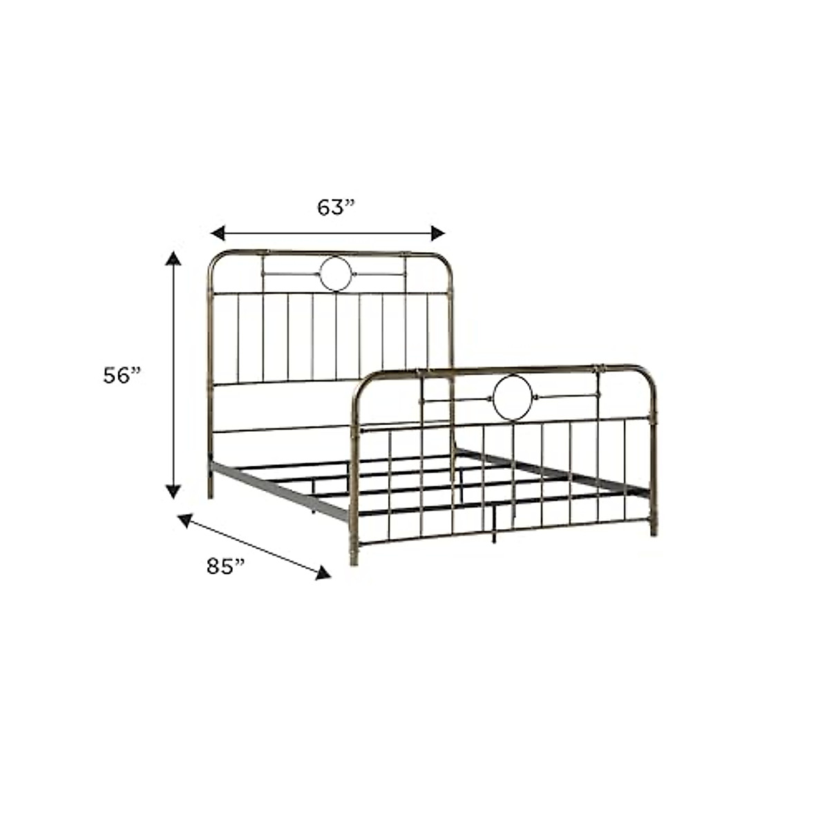 Walker Edison Vintage Metal Iron Pipe Queen Size Bed Headboard Bedroom Headboard Footboard Bed Frame Bedroom, Queen, Bronze