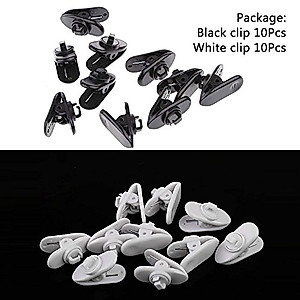 Clips for Earphone Wire,360 Degree Rotate Headphone Mount Cable Clothing Clip, Use for Fixing Headphone Wire,Black & White (20Pcs/Pack)
