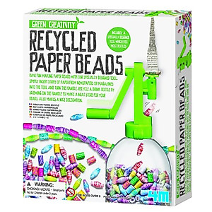 4M Green Creativity Recycled Paper Beads Kit - Arts & Crafts Upcycle Decorative Jewelry Art Gift for Kids & Teens, Boys & Girls Small