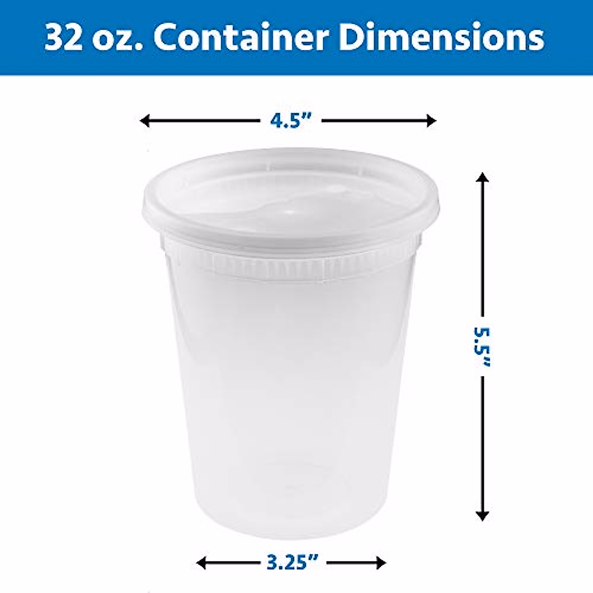 32-Ounce Clear Deli Containers with Lids | Stackable, BPA-Free Food Storage Container Set | Recyclable Space Saver Airtight Container for Kitchen Storage, Meal Prep, Take Out | 30 Pack