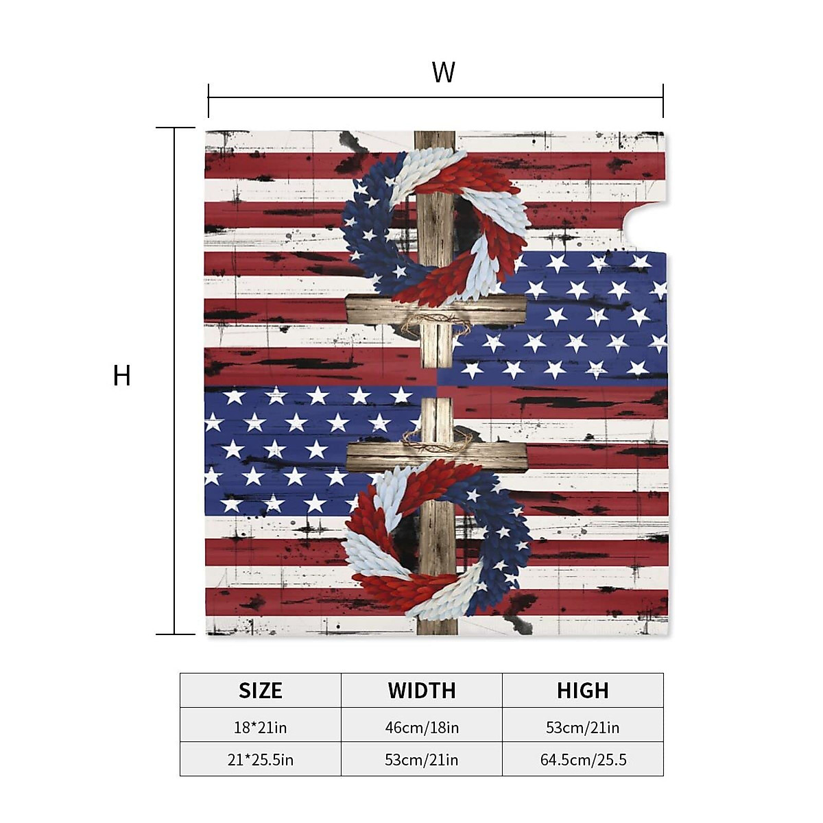 Patriotic American Flag Wreath Cross Mailbox Covers Magnetic Stars Stripes 4th of July Memorial Day Decorative Mailboxes Letter Box Cover 18x21 in for Outdoor Garden Yard Home Decor Outside