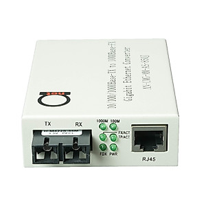 Multimode SC 850nm Gigabit Fiber Media Converter - Built-In SC Fiber Module 550m (0.34 miles) – to UTP Cat5e Cat6 10/100/1000 RJ-45 – Auto Sensing Gigabit | Fast Ethernet Speed - Jumbo Frame - LLF