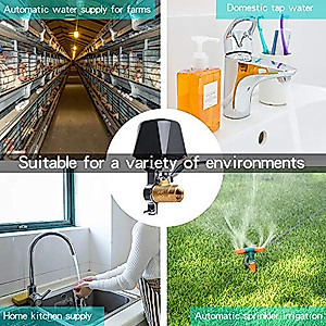Smart Water Valve, Automatic Water Shut Off Valve Timer and Voice, Wifi Motorized Ball Valve Watering Timer, Sprinkler Controller , Compatible with Alexa Google, APP Remote Control