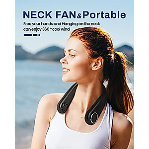 Hoizoxee 4000mAh Portable Fan, Wearable Bladeless Neck Fan, Battery Powered Personal Fan，Suitable for Indoor and Outdoor Sports,Home,Office,Travel