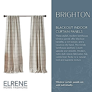 Elrene Home Fashions Brighton Windowpane Plaid Blackout Window Curtain, Living Room and Bedroom Drape with Rod Pocket Tabs, 52" x 95", Grey, 1 Panel