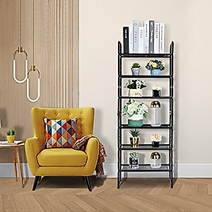 wkokos 3-Tier Small Shoe Rack, Stackable Narrow Shoe Shelf Storage Organizer, Heavy Duty Metal Free Standing Shoe Rack for Entryway Closet Doorway, Black