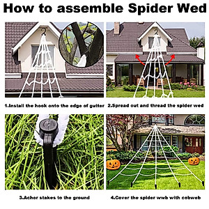 Halloween Decorations 276" Halloween Spider Web + 59" Giant Halloween Hairy Spider with Triangle Huge Spider Web for Indoor Outdoor Halloween Decoration Yard Lawn Home Party Haunted House Decor