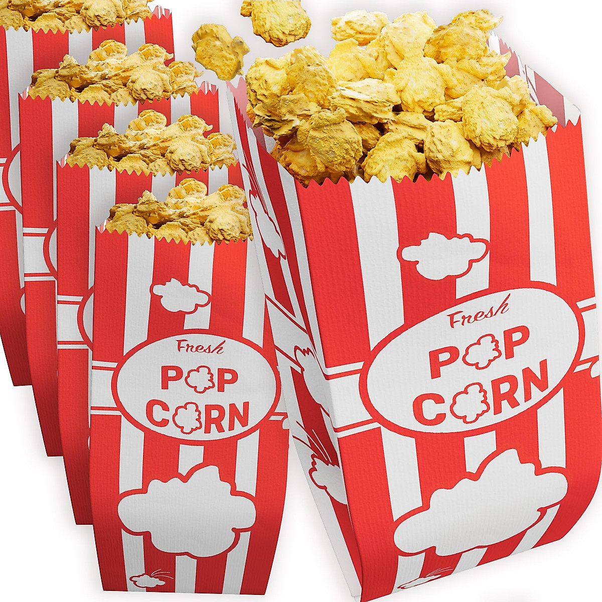 CUSINIUM Christmas Red Popcorn Bags for Party (75-Pack, 1oz) - Carnival Theme - Customizable
