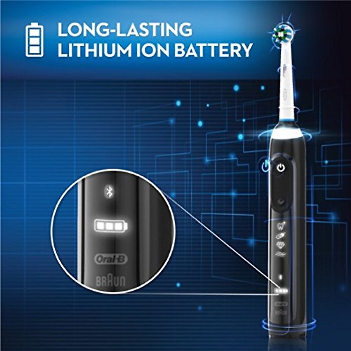 Oral-B 7500 Electric Toothbrush, Black with 3 Brush Heads and Travel Case - Visible Pressure Sensor to Protect Gums - 5 Cleaning Modes - 2 Minute Timer