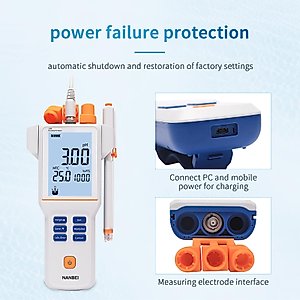 NANBEI Lab Portable pH Meter, 200 Sets of Data Storage,1-3Points Auto Calibration,0.01 pH Accuracy,Professional pH/Temp/ORP Test,3.5 inch High Definition Screen PH210E
