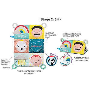 Baby Steps Tummy Time Mirror Toys 0-6 Months Crinkle Baby Book High-Contrast Toys Teether Toy Newborns and Infants 0-6 Months Brain Development Montessori Newborn Sensory Toys for Boys Girls Gifts