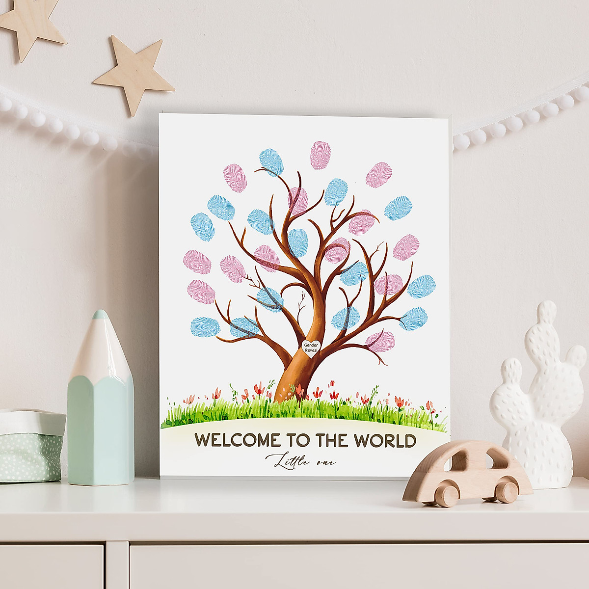 Baby Gender Reveal Fingerprint Tree, Gender Reveal Party, Baby Shower Guest Book Party Ideas, Guess the Gender, Baby Shower Guest Book with Ink Pad