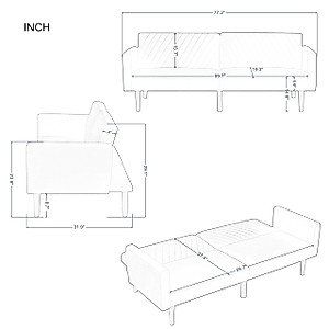 PVWIIK Convertible Folding Futon Sofa Bed, Velvet Fabric Upholstered Loveseat with Adjustable Backrests, Sleeper Couch Recliner Lounge for Small Space Apartment Office Living Room, Navy Blue