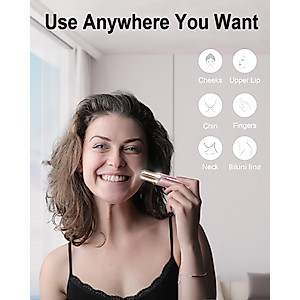 nvxigac Facial Hair Removal for Women, Painless Womens Facial Hair Remover with 2 Replacement Heads, Lipstick-Sized, USB Rechargeable, Facial Hair Remover for Upper Lip,Chin,Peach Fuzz,Mustache (Pink)