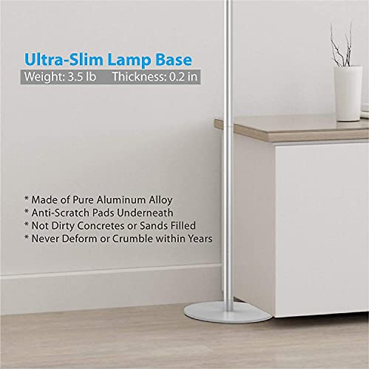 TROND Led Floor Lamp Torchiere Dimmable Floor Lamp 30W, 5500K Natural Daylight(Not Warm Yellow), 5000 lm, 71 in, 30 Minutes Timer, Detachable, Silver