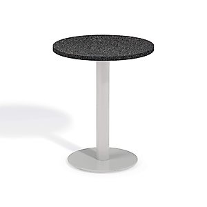 24-inch Square Lite-core Granite Charcoal Bistro Table with Powder Coated Steel Frame Black Silver