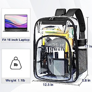 Clear Backpack, XXL Large Heavy Duty PVC Transparenet Backpacks with USB Charging Port,School Clear Bookbag Stadium Approved See Through Clear Backpacks for Women Men Kids Travel Work Security College