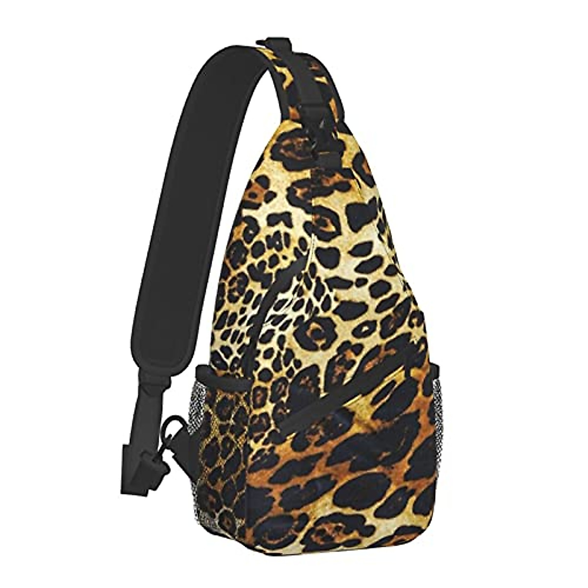 BLUBLU Large Capacity Sling Bag, Adjustable and Reversible Shoulder Strap Backpack Travel Crossbody Daypack - Leopard Print