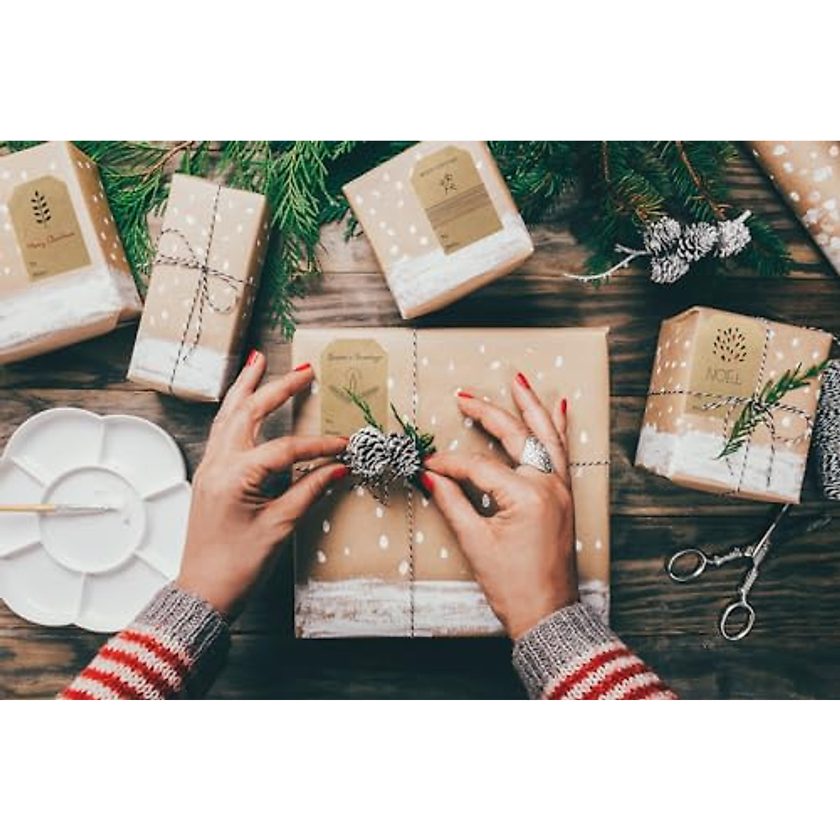 Natural Kraft Simple Christmas Gift Tags Holiday Present Stickers 2 x 3 Inch 25 Total Adhesive Labels