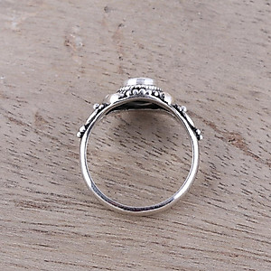 NOVICA Artisan Handmade Peridot Cocktail Ring Traditional from India Sterling Silver Red Single Stone Marsala Birthstone Gemstone [ring Front 0.5 in L x 0.4 in W x 0.2 in H Band Width 3 mm W] '