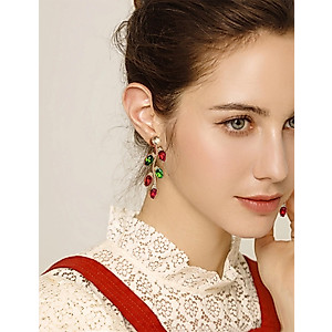 WOWORAMA Christmas Light Earrings for Women Red Green Crystal Bulb Earrings Statement Christmas Holiday Earrings Jewelry - Red Green Lights Xmas Earrings