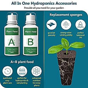 Yoocaa Seed Pods Kit for Hydroponics Growing System, 24pcs Grow Sponges with A&B Solid Nutrient Plant Foods, Seed Starter Pods Replacement Root Growth Sponges Compatible with Idoo,QYO, LYKO (Square)