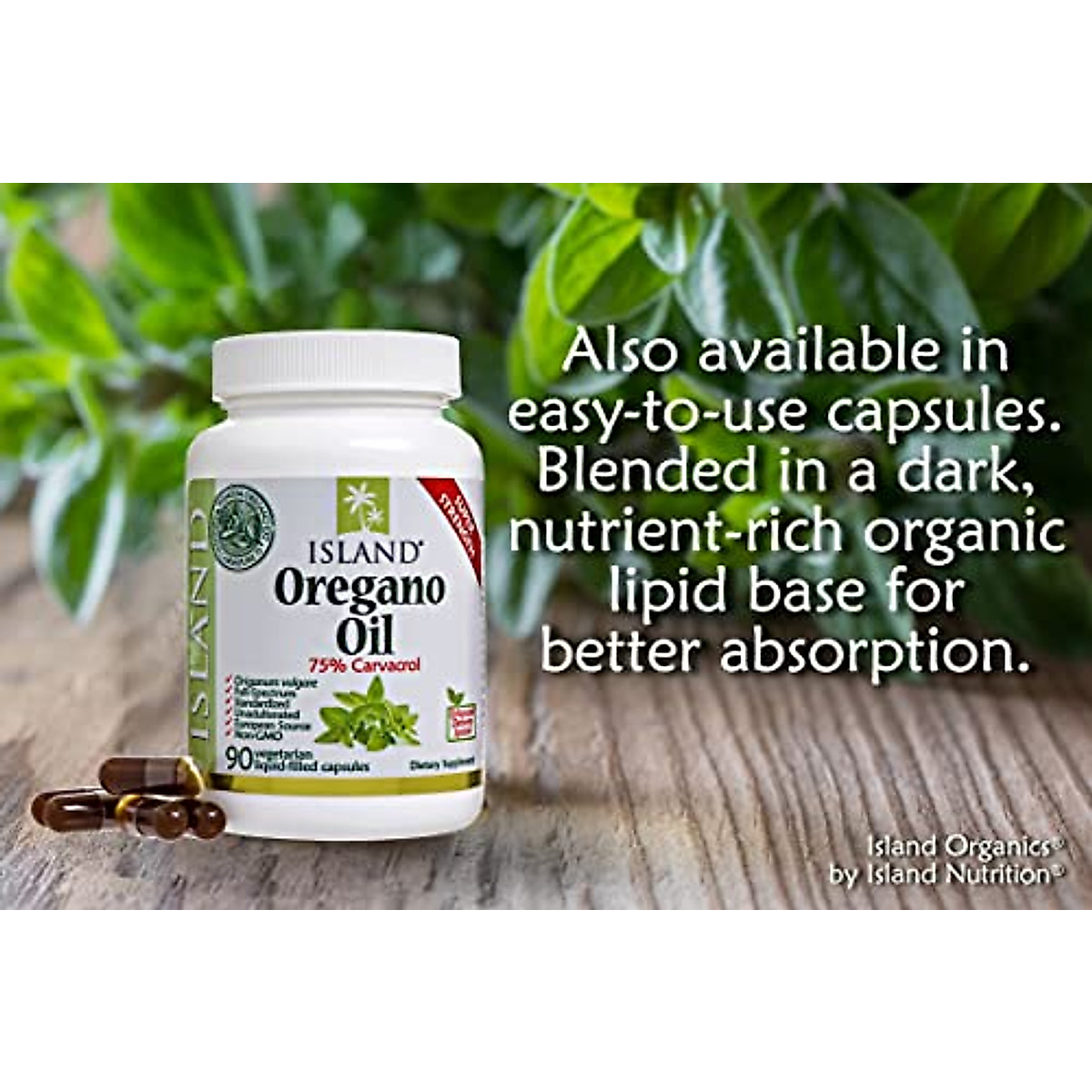 Island Nutrition, Oregano Oil Organic Liquid Drops - 100% Pure & Undiluted - USDA-Certified Organic (1 oz) 75% Carvacrol - Grown in Spain - Immune Support Supplement with Oil of Oregano.