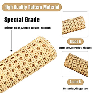 Cane Webbing Roll Rattan Webbing - Caning Material for Chairs Sukh 18 Inch Wide Cane Webbing Woven Open Mesh Cane Rattan Natural Cane Webbing Sheet for Chairs,Cabinet 3.3 FEET