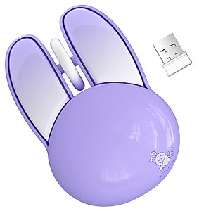 KNOWSQT Bunny Wireless Mouse Purple, 2.4G Silent Rabbit Mice with USB Receiver - for Windows Laptop PC Computer Desktop Gaming