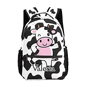 zaaprintblanket Personalized Cow White with Text Name Casual Bags Waterproof Backpack for Unisex Adult Gift
