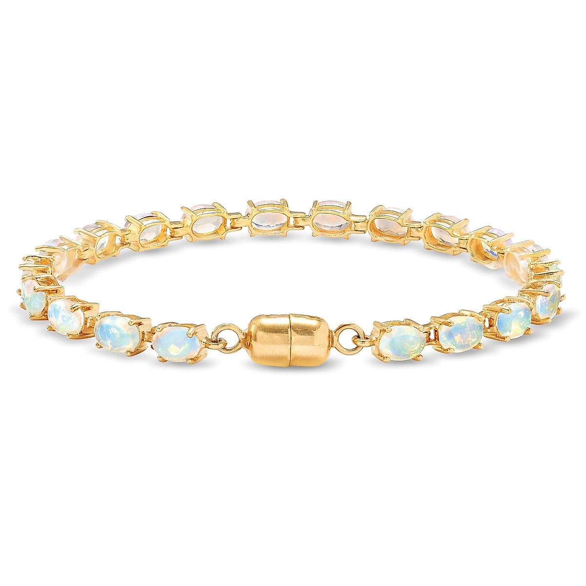 Ross-Simons Ethiopian Opal Tennis Bracelet in 18kt Gold Over Sterling. 7 inches