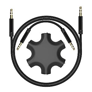 EBEETECH 3.5mm Multi Headphone Audio Splitter 5-Jack Female Connector Adapter with 3.5mm Stereo Cable 20cm & 100cm, 3-in-1Pack
