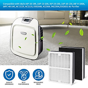 KEEPOW IAF-H-100A Replacement Filter Compatible with Idylis IAP-10-100, IAP-10-150, IAPC-40-140, AC-2119, IAF-H-100A, 0302648, 412564, 0412564 (2 HEPA Filter + 2 Carbon Filters)