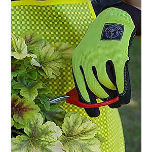 Womanswork Stretch Gardening Glove with Micro Suede Palm, Lime Green, Large