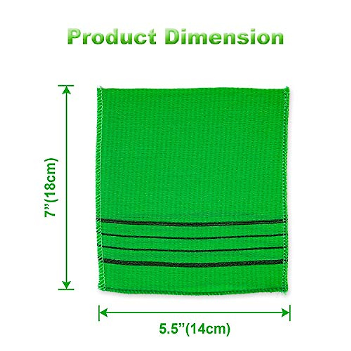 [Variety Pack] Korean Asian Exfoliating Washcloth - Scrubbing Cloth for Removing Dead Skin Callus, Cleaning Pores and Reducing Acne Breakout, Reusable (Green 4pcs + Red 4pcs)