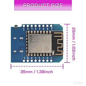 YEJMKJ 5pcs D1 Mini NodeMcu ESP8266 Module Type-C USB ESP-12F WLAN WiFi Internet Development Board Base on ESP8266 ESP-12F Compatible with Arduino, WeMos D1 Mini