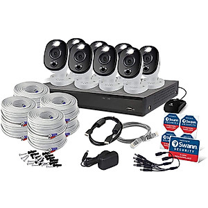 Swann Home DVR Security Camera System with 2TB HDD, 16 Channel 8 Camera, 4K Ultra HD Video, Indoor or Outdoor Wired Surveillance CCTV, Color Night Vision, Heat Motion Detection, LED Lights, 1655808