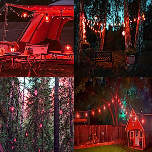 Red ST38 Replacement LED Bulb Red 1W Shatterproof C7/E12 Candelabra Base ST38 Filament Bulb Red Plastic LED Indoor Outdoor String Light Replacement Bulbs for Wedding Party Home, Red (15 Pack)