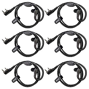 Retevis RT22 Walkie Talkie Earpiece with Mic, 2 Pin Earhook Earpiece, Compatible H-777 RT21 RT68 RT19 Baofeng UV-5R Arcshell AR-5 Two Way Radio, Security Two Way Radio Headset(6 Pack)
