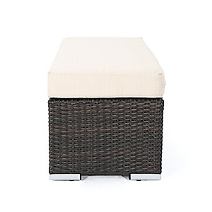 Christopher Knight Home Santa Rosa Outdoor Wicker Bench with Water Resistant Cushion, Multibrown / Beige