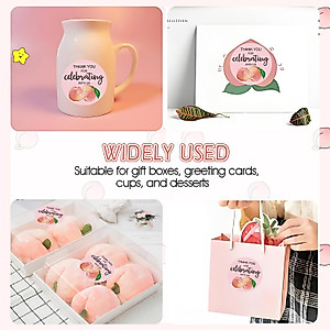 Peach Stickers Thank You for Celebrating with Us Stickers 2 Inch Peach Birthday Party Favor Sticker Labels 120 Pcs Per Pack